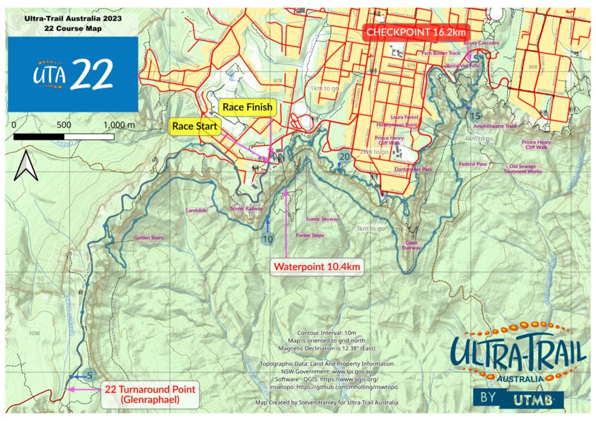 Ultra-Trail Australia 22km 2023 Map by Bender Maps | Avenza Maps