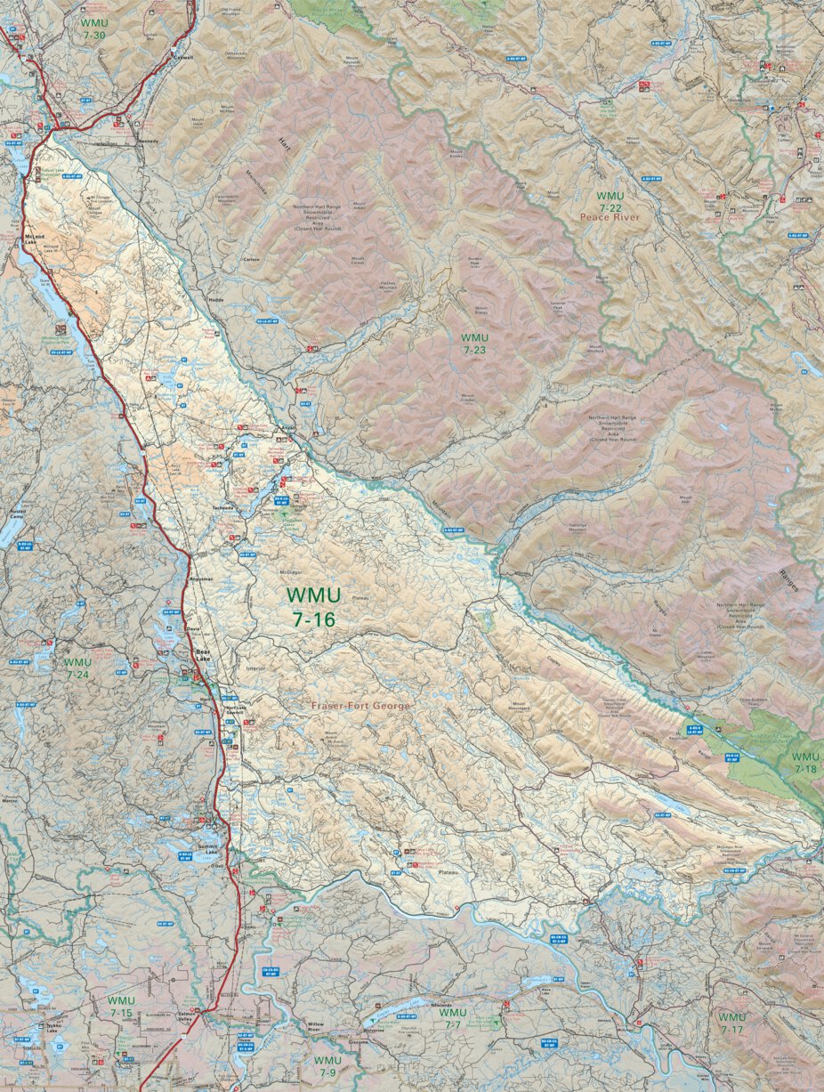 WMU 7-16 Omineca Region 7A - Hunting Topo BC Map by Backroad Mapbooks ...