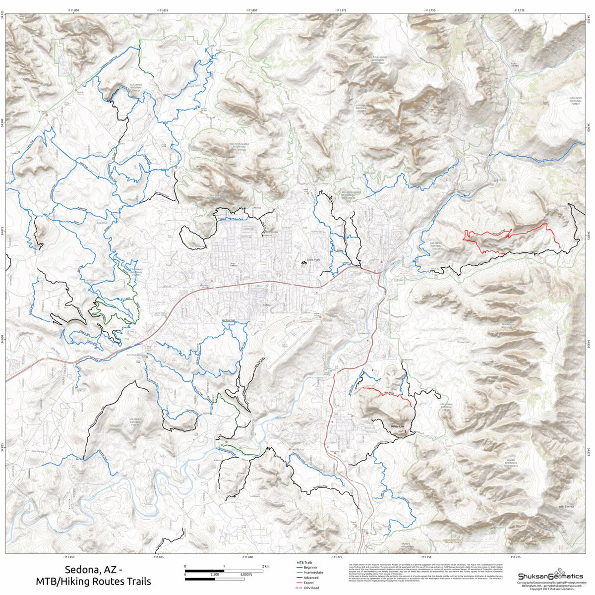 Sedona Arizona Mountain Bike (and Hiking) Trails Map by Shuksan ...