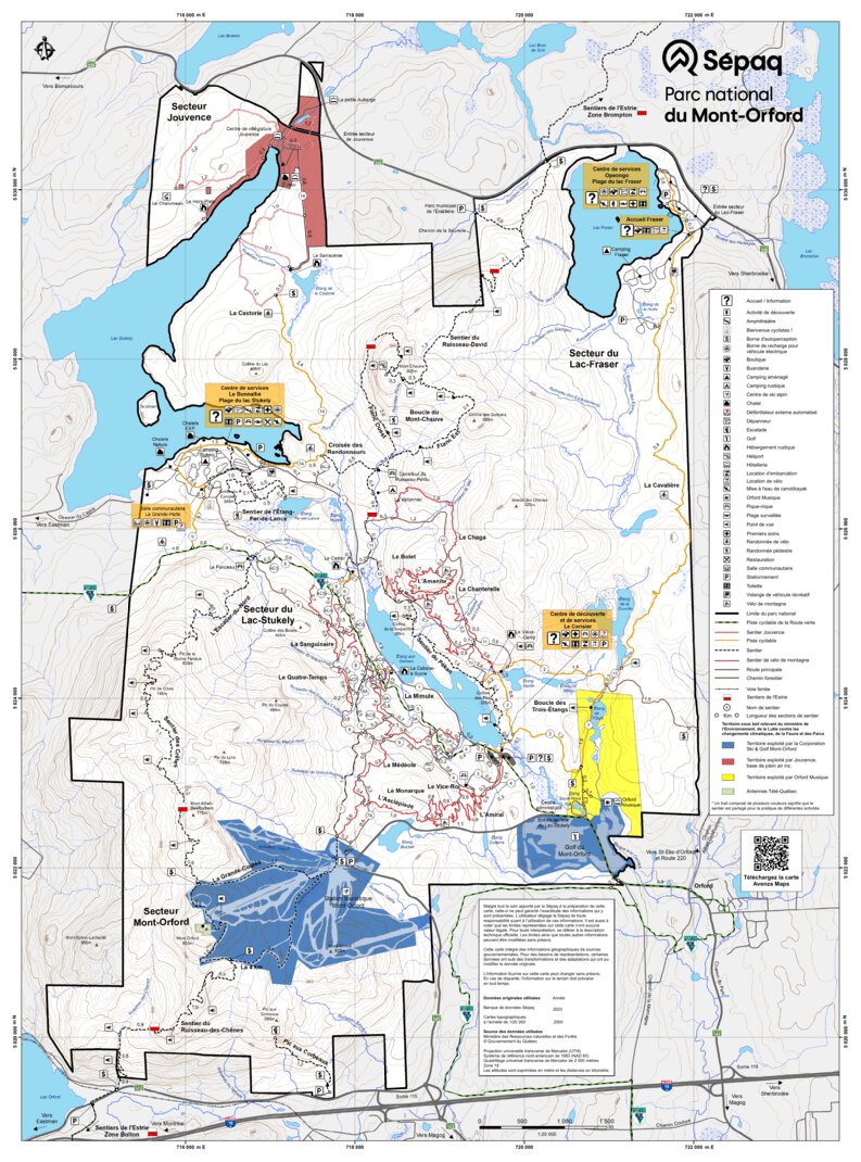 Parc national du Mont-Orford : Carte générale Map by Sepaq | Avenza Maps