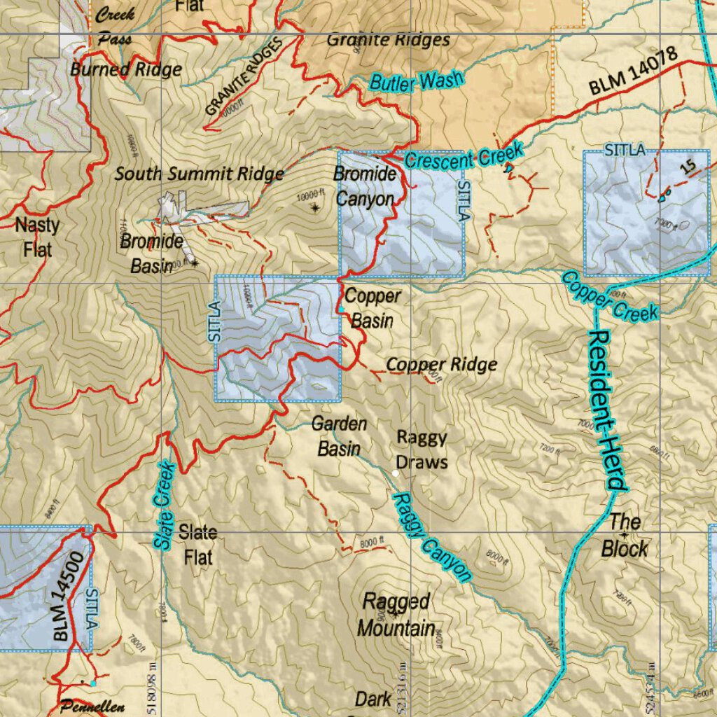 UT Henry Mtns (bison) 637 Hybrid Elk Map by Utah HuntData LLC | Avenza Maps