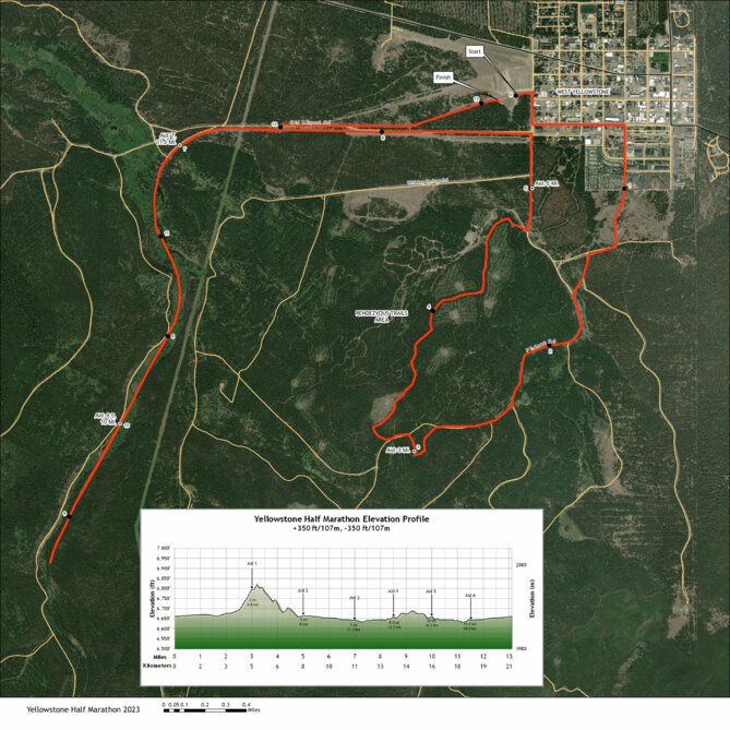 Yellowstone Half Marathon 2023 Map by Maps for Motion | Avenza Maps
