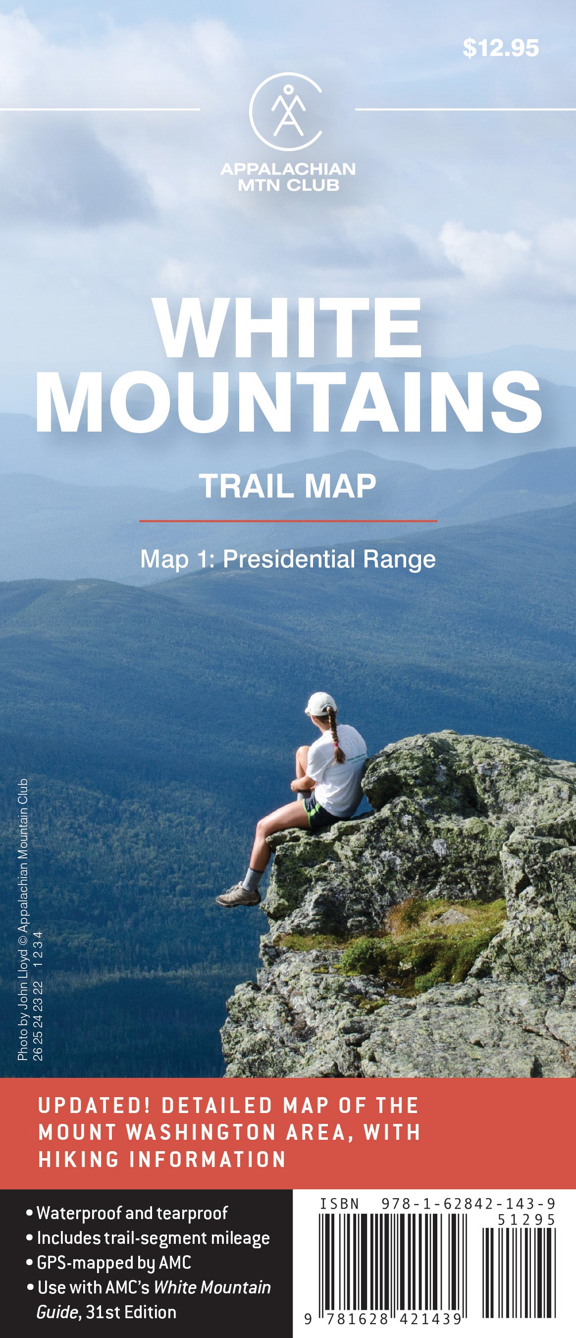 AMC White Mountains Trail Map 1: Presidential Range with summit detail ...