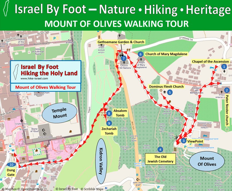Jerusalem - Mount of Olives Walking Tour Map by Maptastica | Avenza Maps