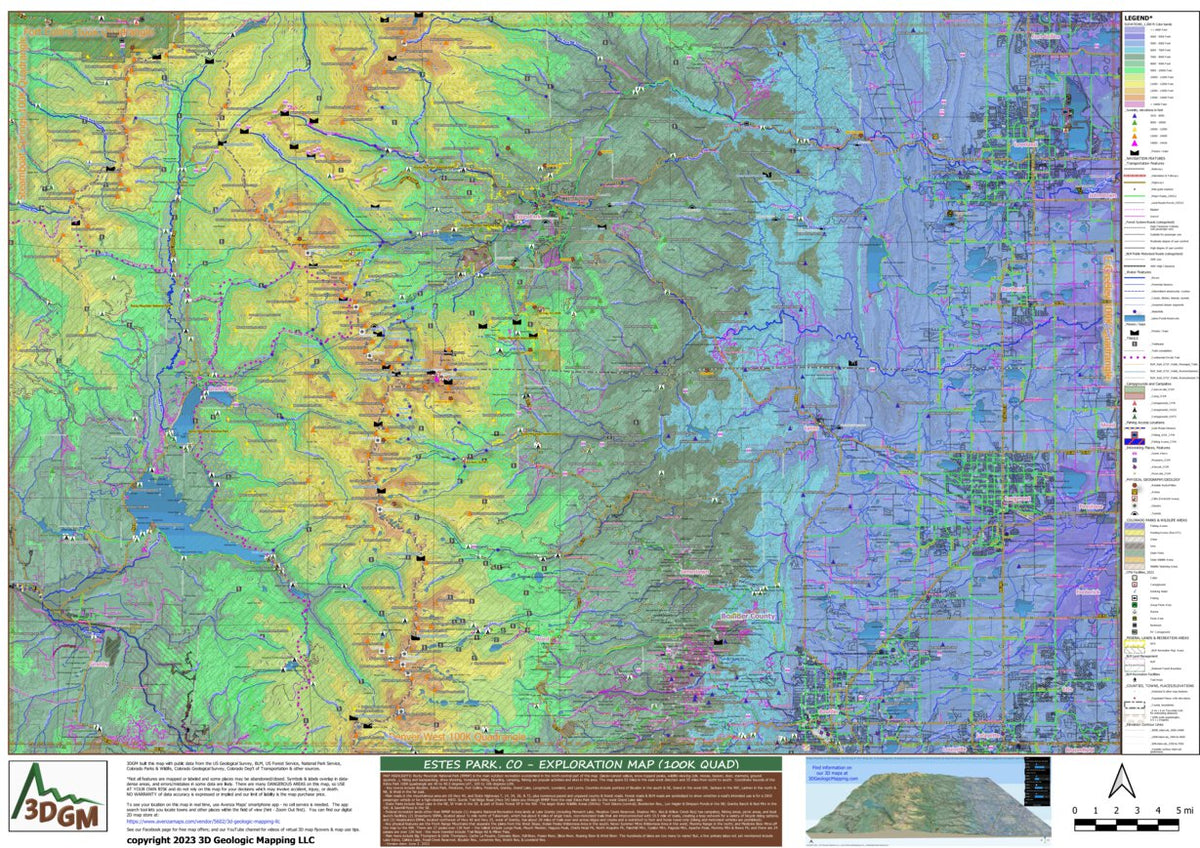 Estes Park, CO Exploration Map for Sightseeing by 3D Geologic Mapping ...