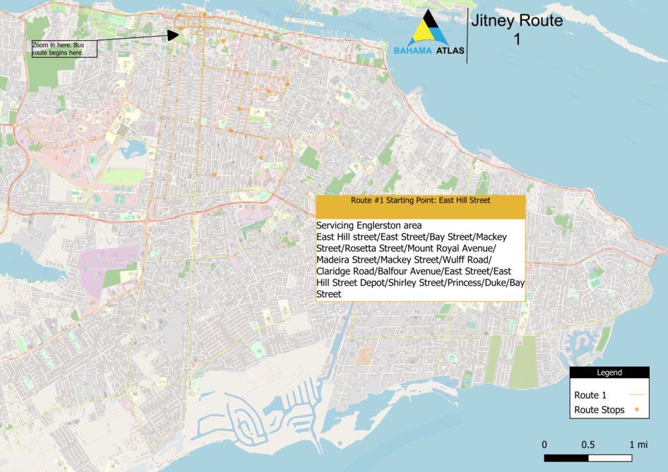 New Providence, Bahamas - Bus Route 1 Map by Bahama Atlas | Avenza Maps