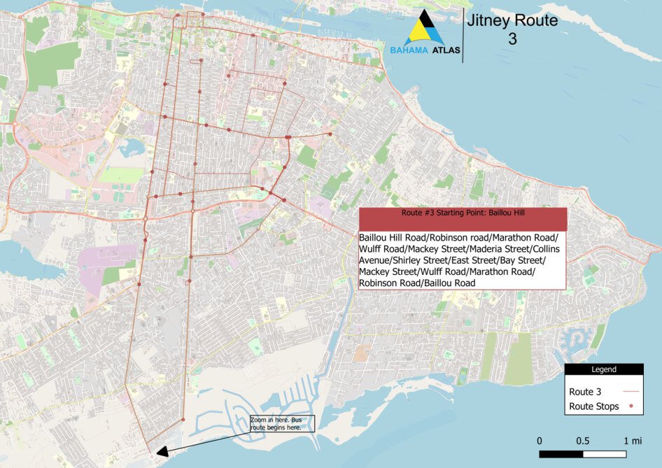 New Providence, Bahamas - Bus Route 3 Map by Bahama Atlas | Avenza Maps