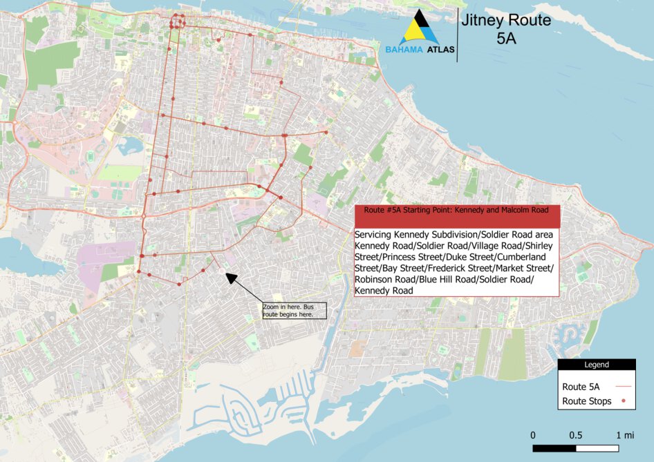 New Providence, Bahamas - Bus Route 5A Map by Bahama Atlas | Avenza Maps