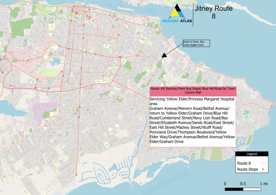 New Providence, Bahamas - Bus Route 8 Map by Bahama Atlas | Avenza Maps