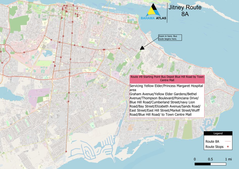 New Providence, Bahamas - Bus Route 8A Map by Bahama Atlas | Avenza Maps
