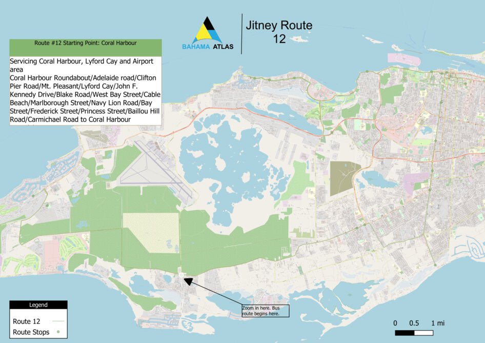 New Providence, Bahamas - Bus Route 12 Map by Bahama Atlas | Avenza Maps