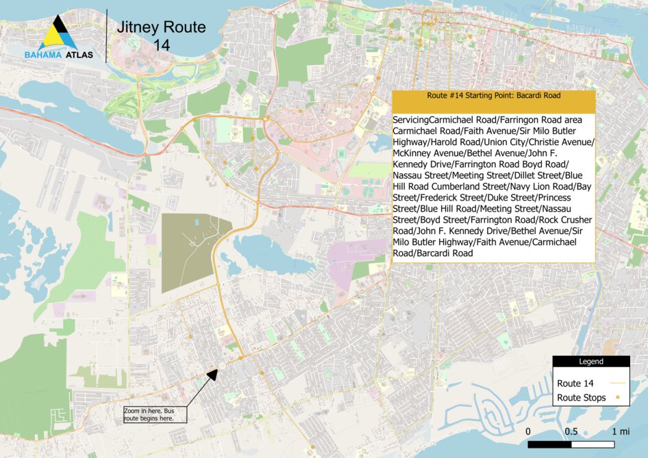 New Providence, Bahamas - Bus Route 14 Map by Bahama Atlas | Avenza Maps
