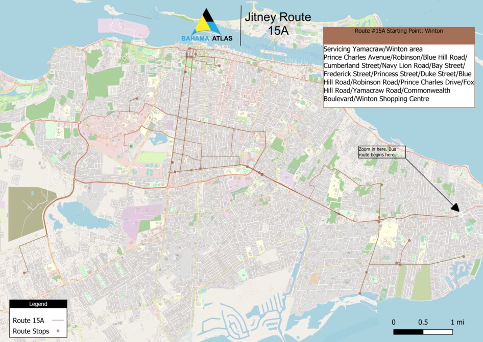 New Providence, Bahamas - Bus Route 15A Map by Bahama Atlas | Avenza Maps