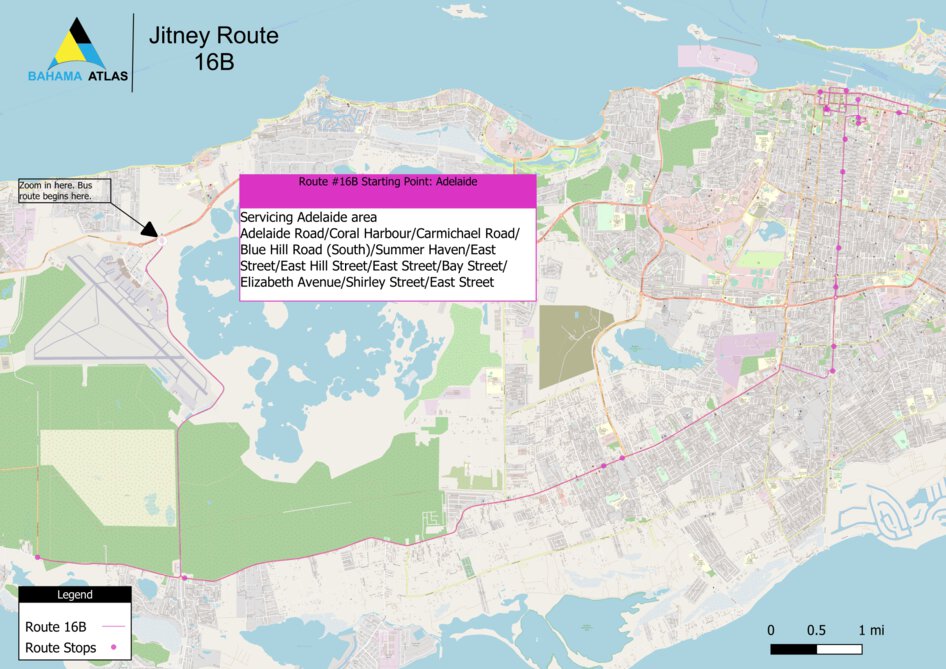 New Providence, Bahamas - Bus Route 16B Map by Bahama Atlas | Avenza Maps