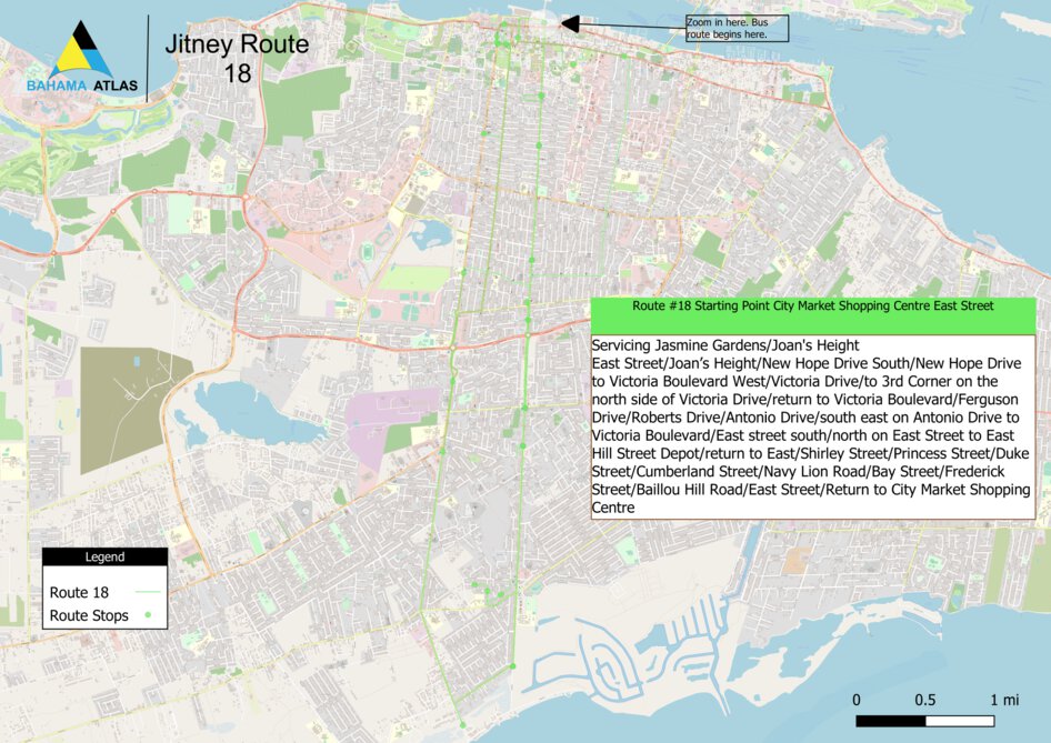 New Providence, Bahamas - Bus Route 18 Map by Bahama Atlas | Avenza Maps