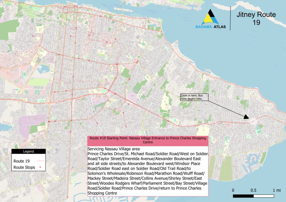 New Providence, Bahamas - Bus Route 19 Map by Bahama Atlas | Avenza Maps