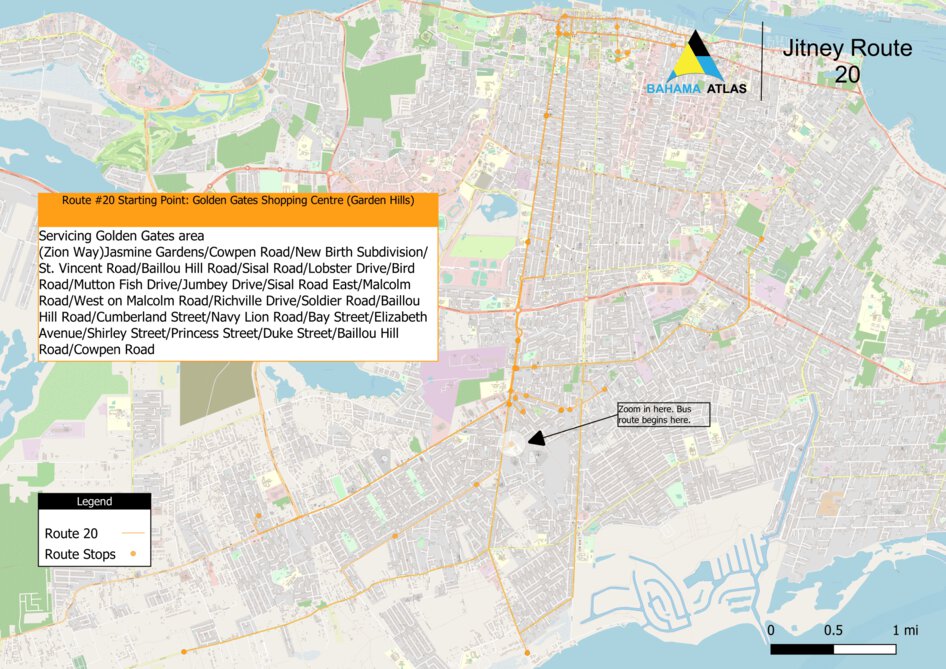New Providence, Bahamas - Bus Route 20 Map by Bahama Atlas | Avenza Maps
