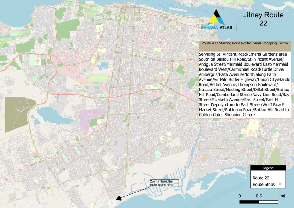 New Providence, Bahamas - Bus Route 22 Map by Bahama Atlas | Avenza Maps