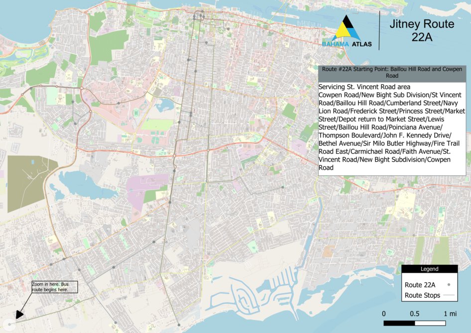 New Providence, Bahamas - Bus Route 22A Map by Bahama Atlas | Avenza Maps