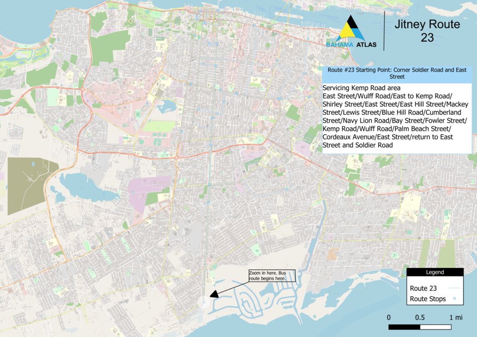 New Providence, Bahamas - Bus Route 23 Map by Bahama Atlas | Avenza Maps