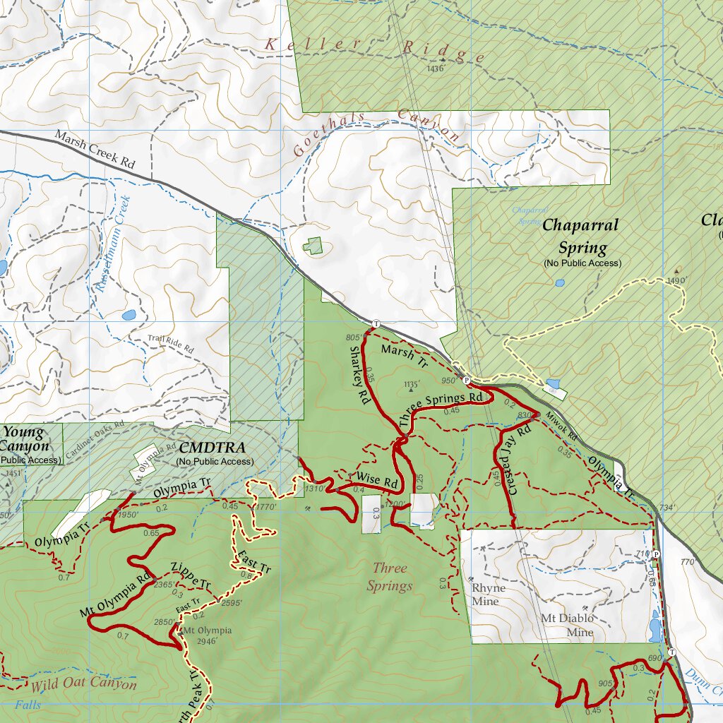 Mount Diablo and Surrounding Parks - Mount Diablo Regional Trail Map ...