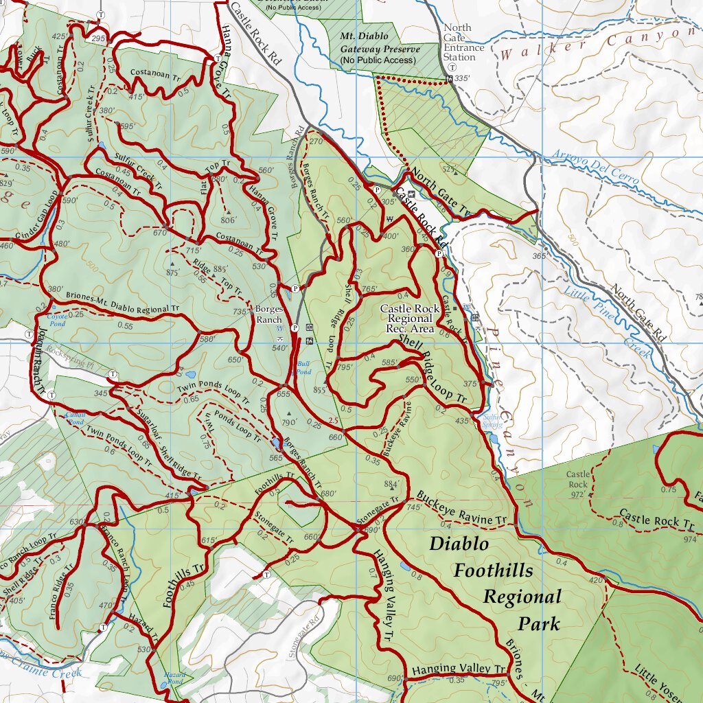 Mount Diablo and Surrounding Parks - Mount Diablo Regional Trail Map ...