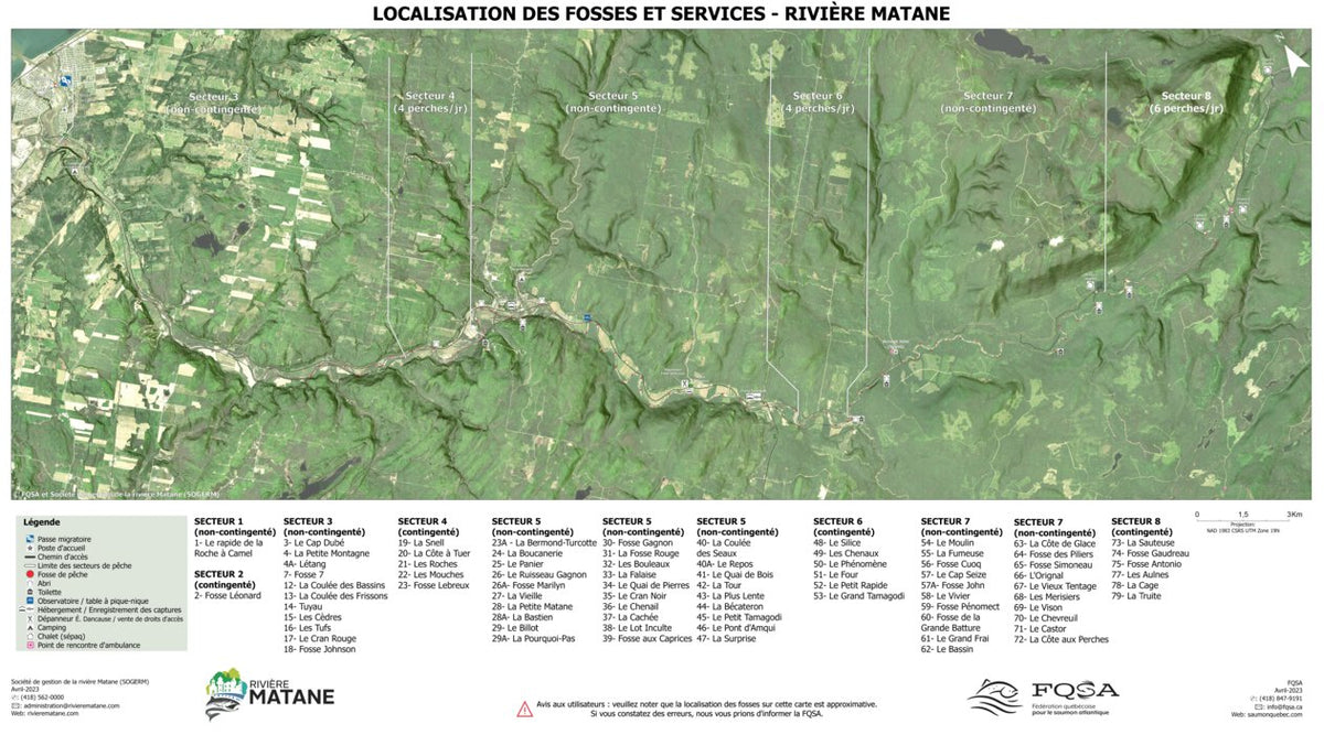 Rivière Matane SaumonQC Map by Federation quebecoise pour le saumon ...
