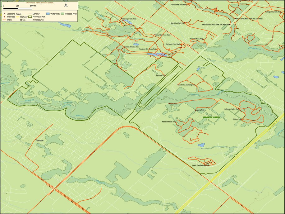 Ontario Provincial Park: Bronte Creek Map by Xavier Maps | Avenza Maps