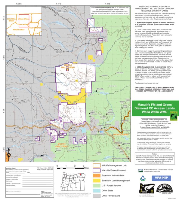 Walla Walla - Manulife/Green Diamond Map by Oregon Department of Fish ...
