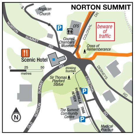 Adelaide100 Section 4B Inset - town of Norton Summit Map by Walking SA ...