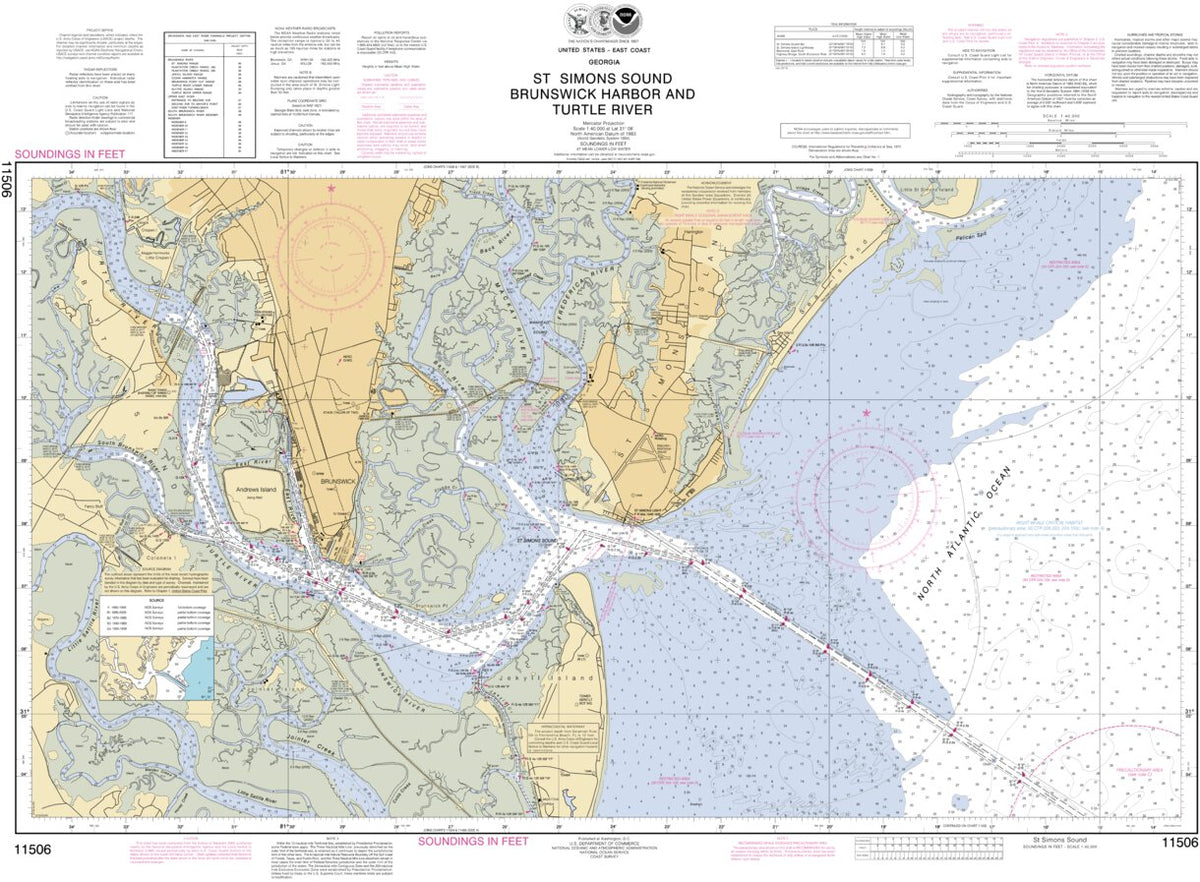 St Simons Sound Brunswick Harbor And Turtle River Map by National ...