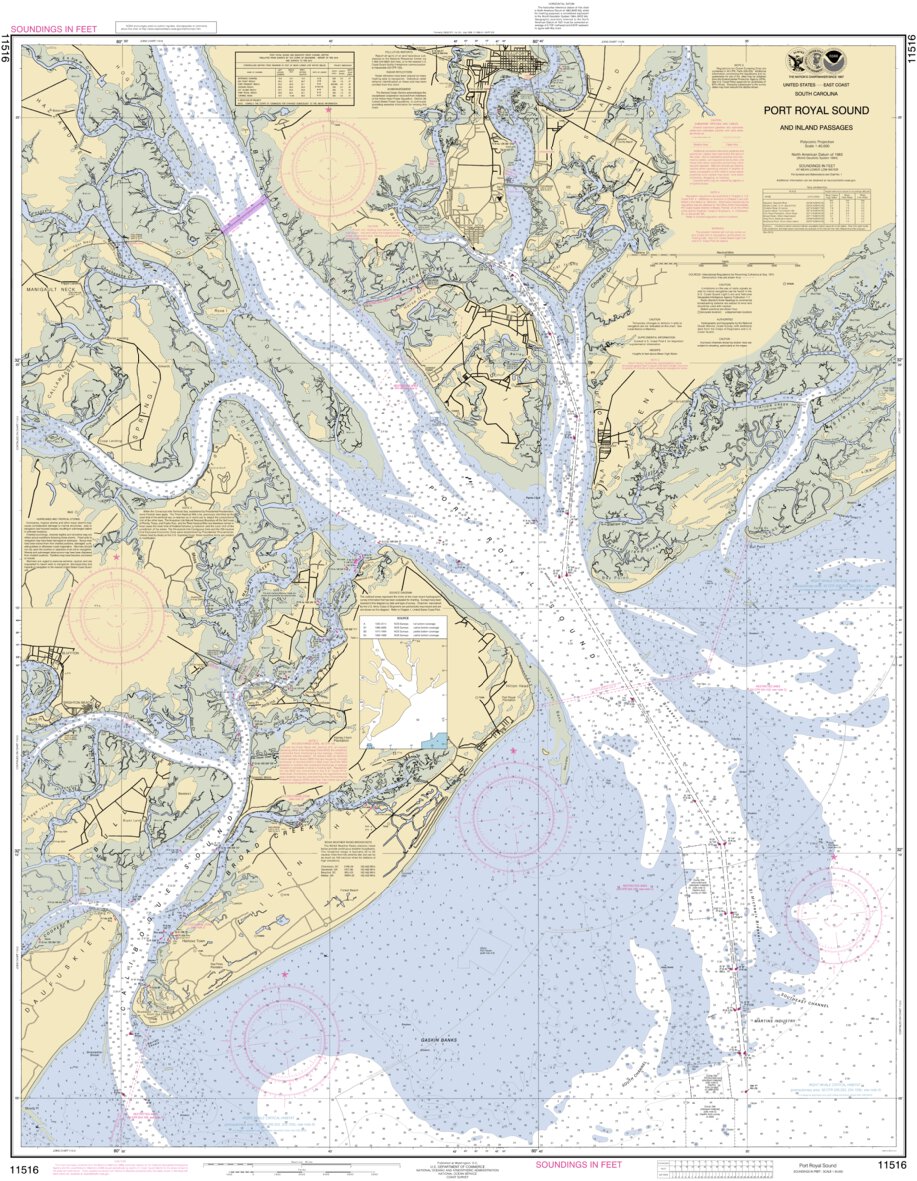 Port Royal Sound And Inland Passages Map by National Oceanographic ...
