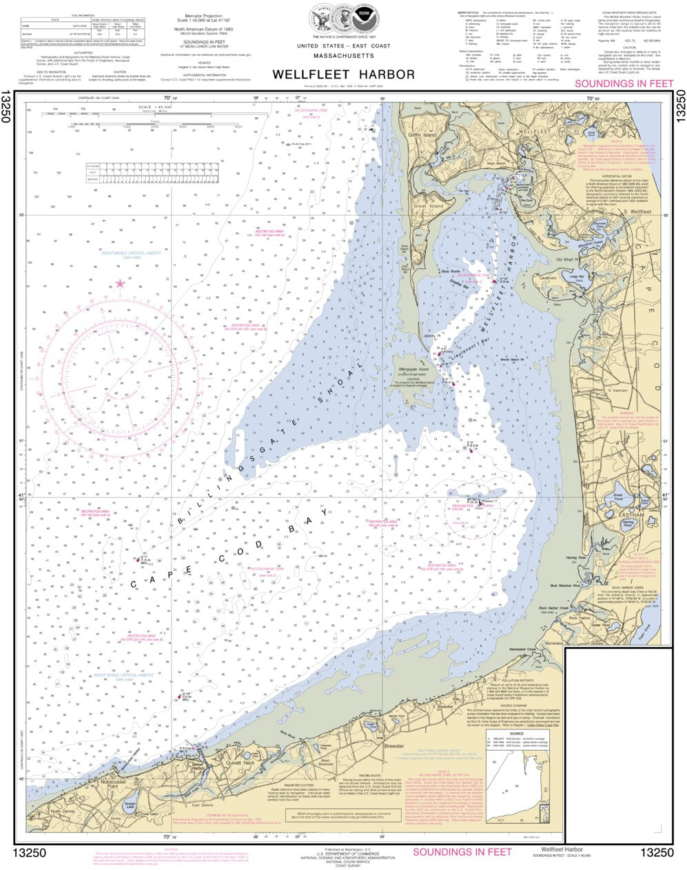 Wellfleet Harbor Ma Map by National Oceanographic & Atmospheric ...