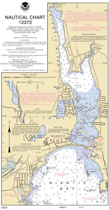 Niantic River And Bay Map by National Oceanographic & Atmospheric ...