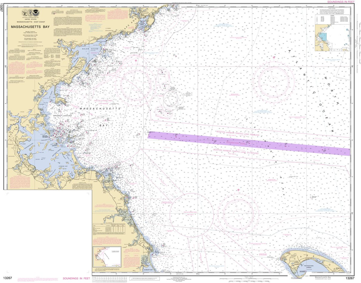 Massachusetts Bay Ma Map by National Oceanographic & Atmospheric ...