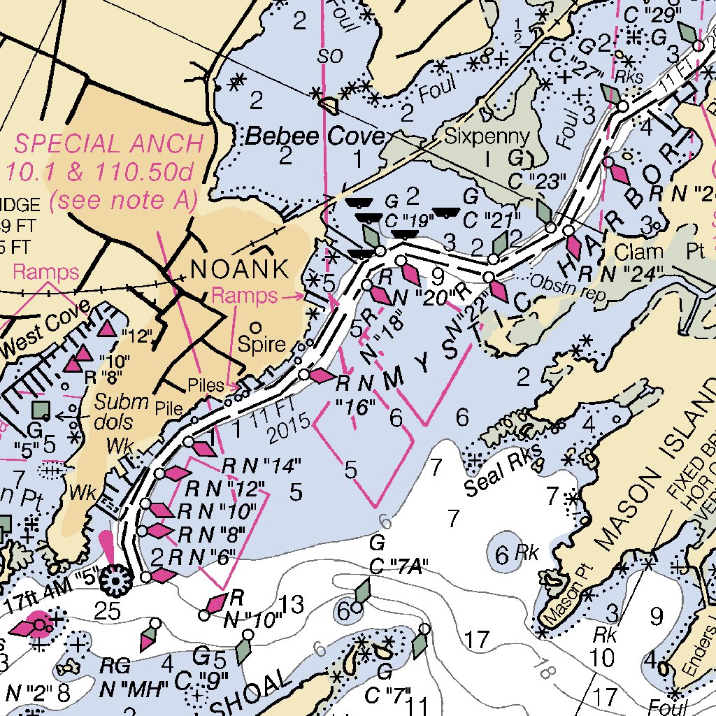 Long Island Sound - Ri Conn Map by National Oceanographic & Atmospheric ...
