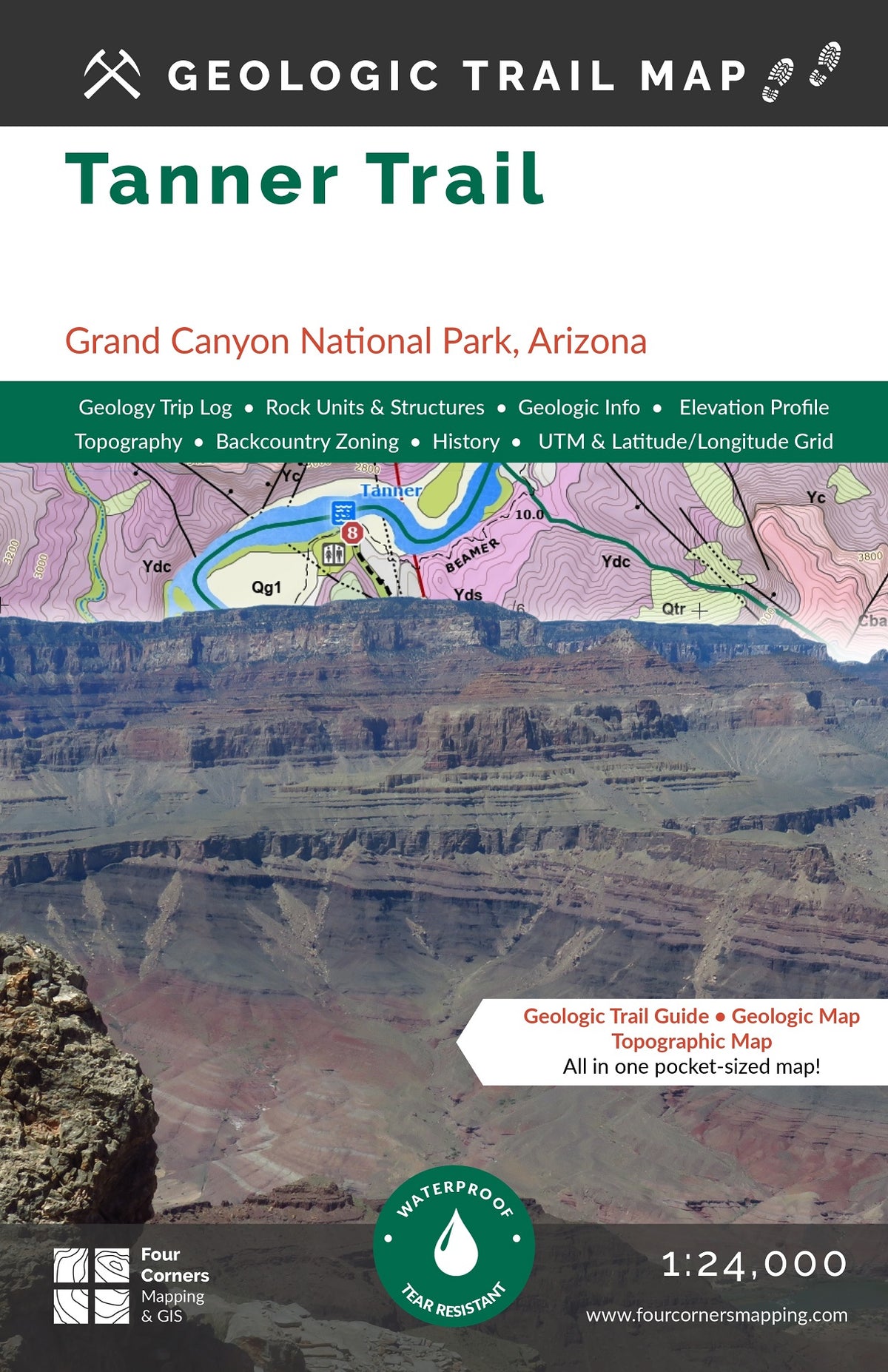 Geologic Trail Map of the Grand Canyon: Tanner Trail (One Side Only) by ...