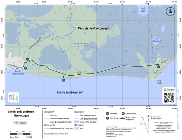 Prêt-à-Partir | Sentier de la péninsule Manicouagan Map by Rando Quebec ...