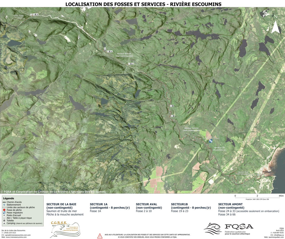 Rivière Escoumins SaumonQC Map by Federation quebecoise pour le saumon ...