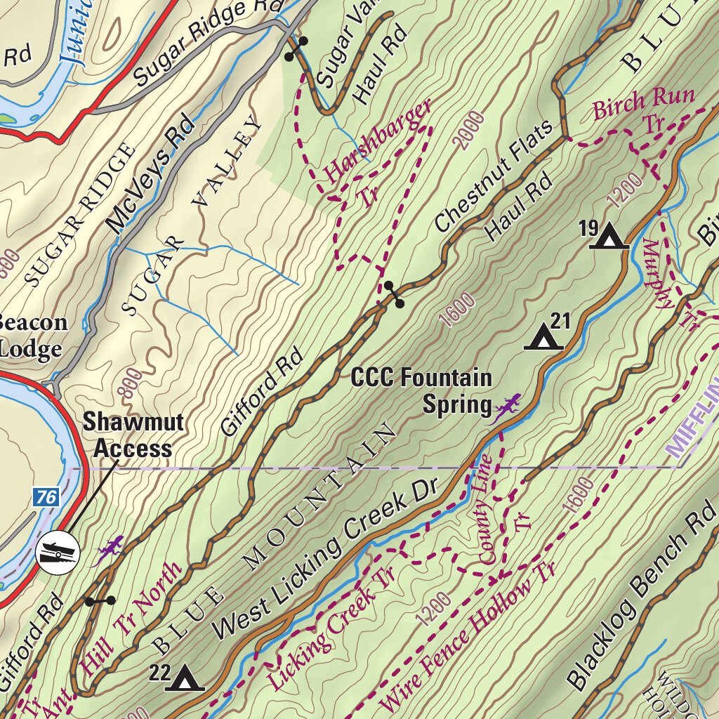 Tuscarora State Forest Lizard Map, PA by Purple Lizard Maps | Avenza Maps