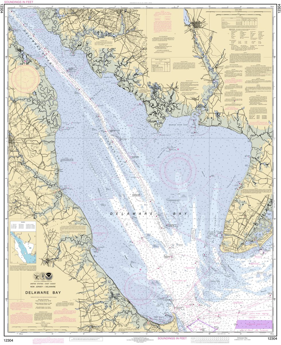 Delaware Bay Map by National Oceanographic & Atmospheric Administration ...