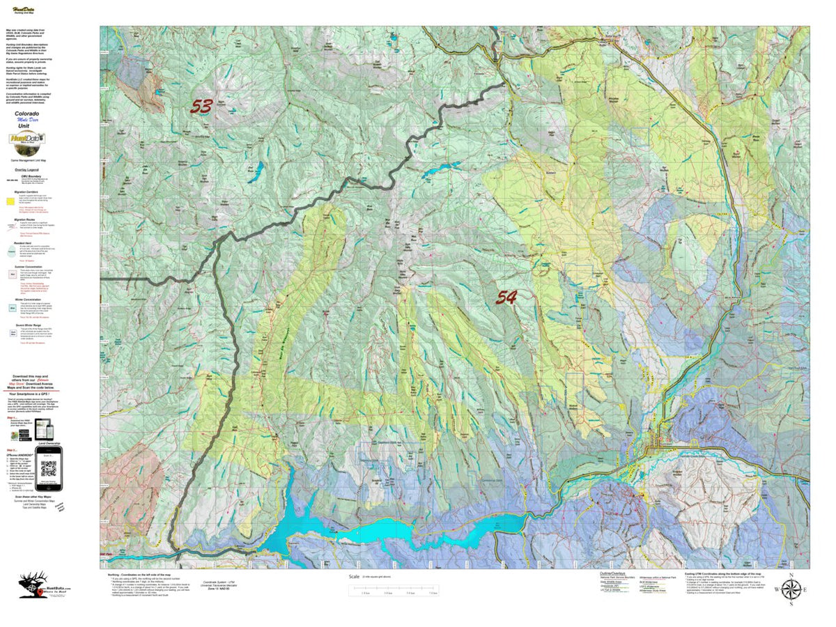 Colorado Unit 54 Mule Deer Concentrations Map by Colorado HuntData LLC ...