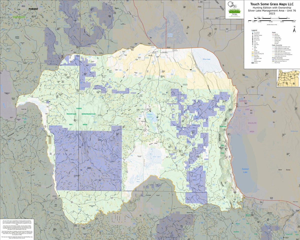 Oregon Hunting - Silver Lake Unit 76 Map by TSG Maps | Avenza Maps