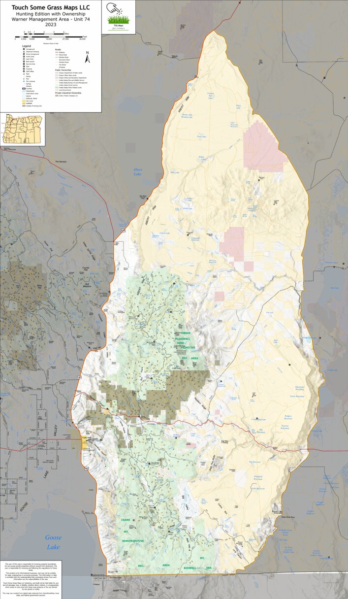 Oregon Hunting - Warner Unit 74 Map by TSG Maps | Avenza Maps