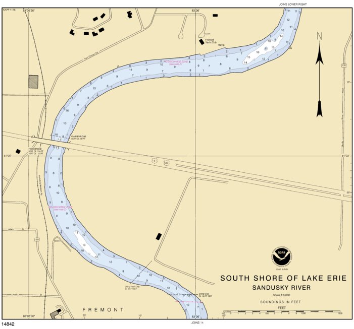 South Shore Of Lake Erie Sandusky River 15 (14) Map by National ...