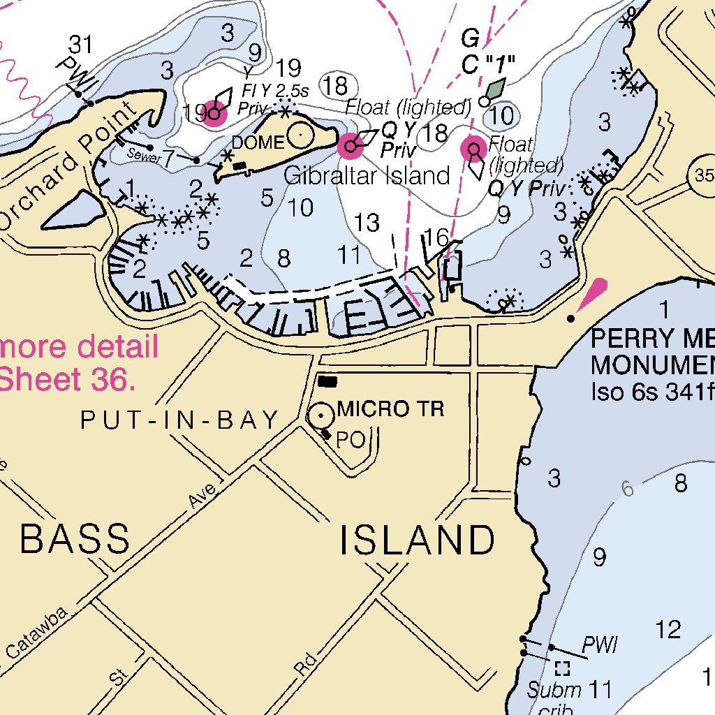 Islands In Lake Erie 28 Map by National Oceanographic & Atmospheric ...