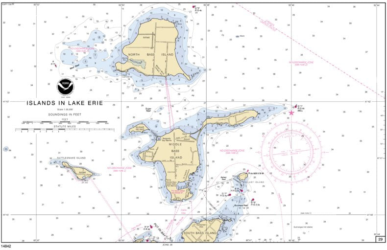 Islands In Lake Erie 29 Map by National Oceanographic & Atmospheric ...