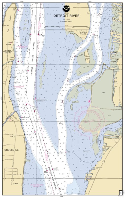 Detroit River (7) Map by National Oceanographic & Atmospheric ...