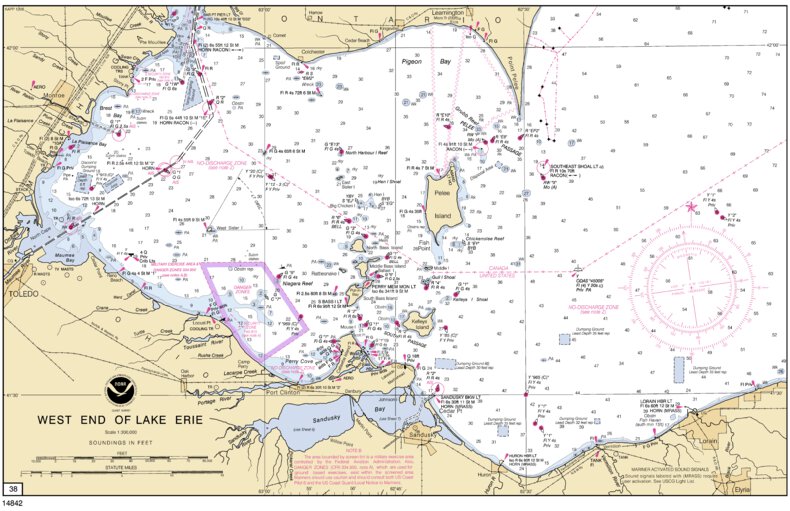 West End Of Lake Erie 38 Map by National Oceanographic & Atmospheric ...