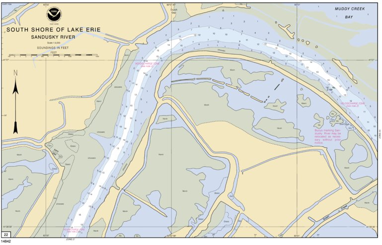 South Shore Of Lake Erie Sandusky River 22 Map by National ...